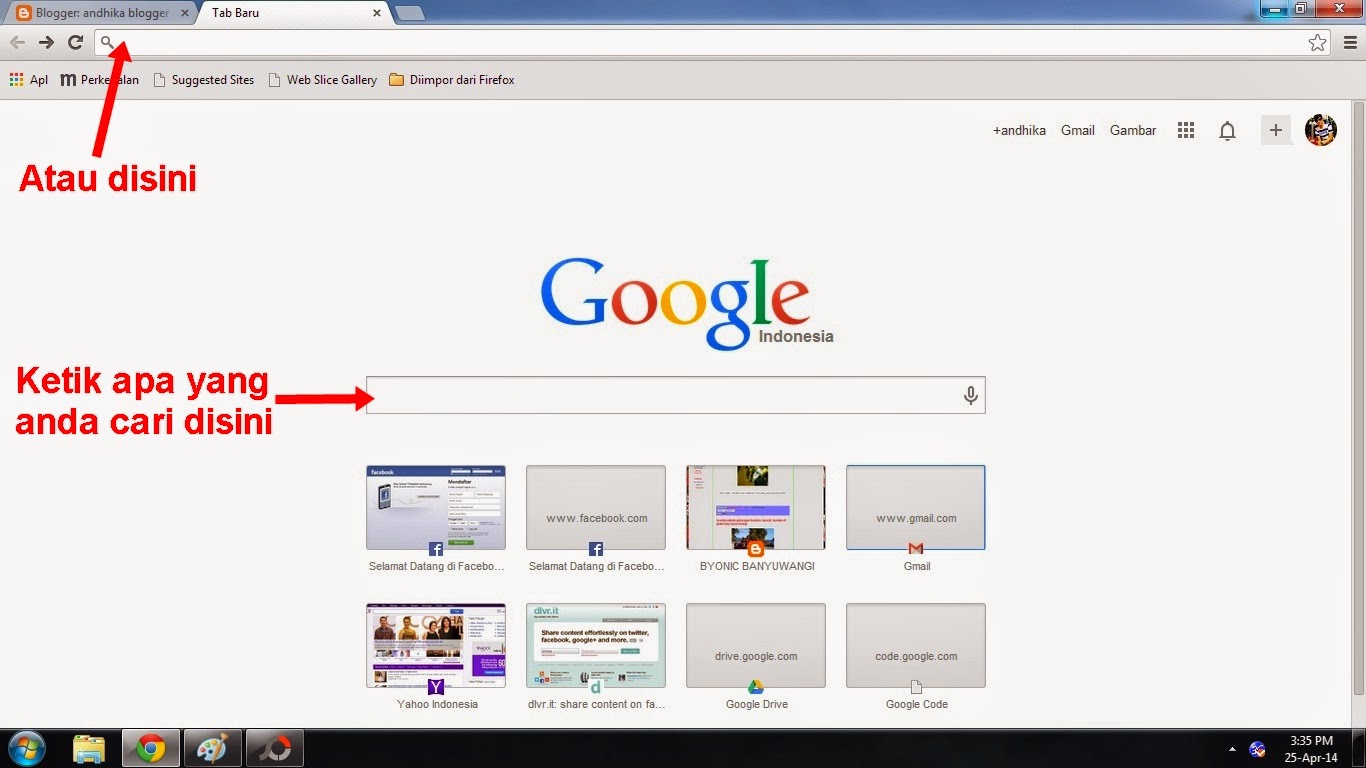 cara browsing atau mencari informasi melalui internet memakai google ...
