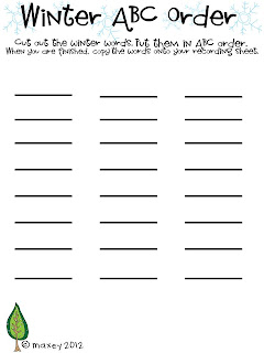 Classroom Freebies Too: winter abc order freebie