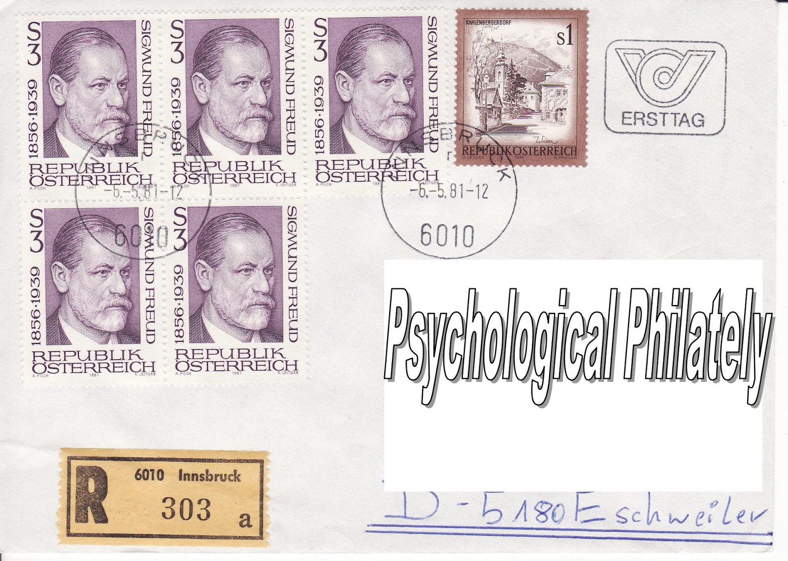 Psychological Philately: Registered letter with stamps of Freud