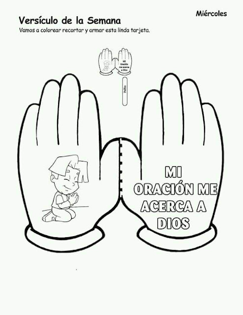 Educar con Jesús: Tarjeta de oración para colorear y montar