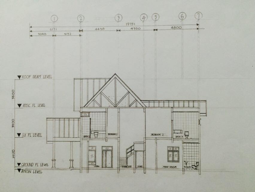 Design Communication: Drawing with scale, section x-x, section y-y