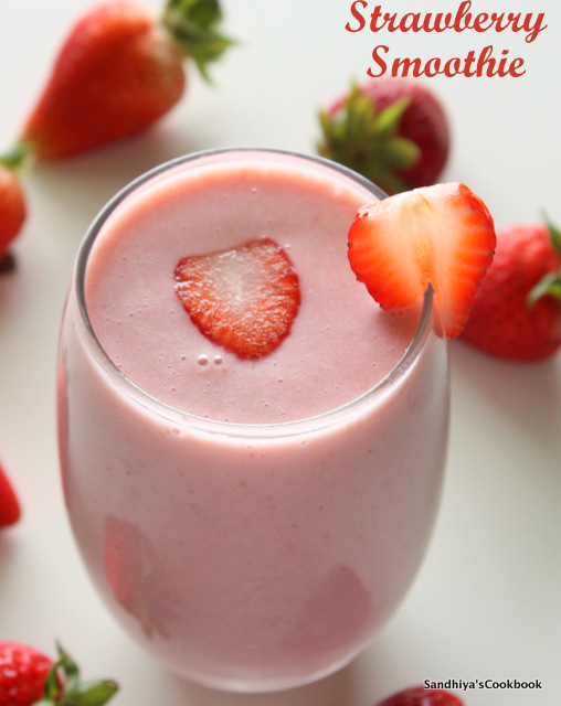 Sandhiya's Cookbook: Strawberry Smoothie | Summer Drink | Smoothie Recipe