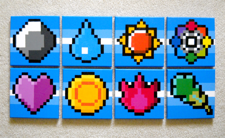 Lost in Rehearsal: Pixel Painting - Kanto Badges (Pokémon Red/Blue/Yellow)