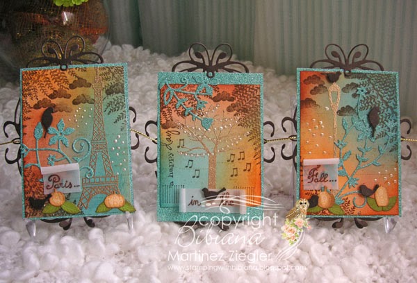 Stamping with Bibiana: "Triptych" ATC: Paris in the Fall!