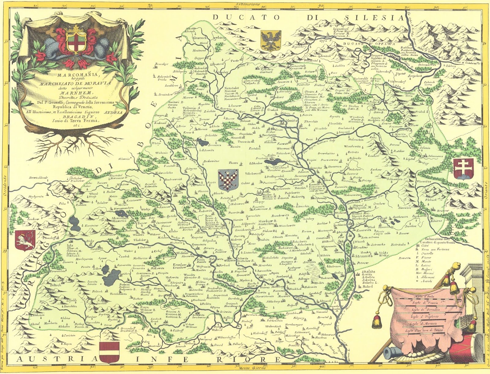 Moravská orlice: Coronelliho mapa Moravy