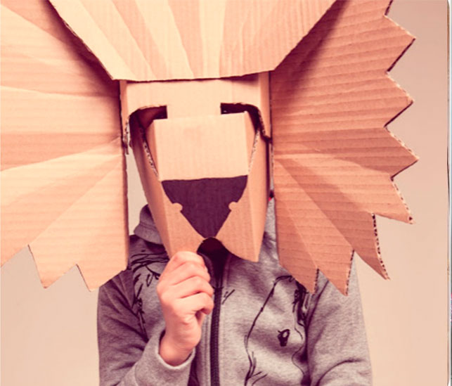 manualidades máscara de león con melena de papel - colorear tus dibujos