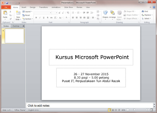 Kursus Microsoft Powerpoint (Asas) di PTAR - Perpustakaan UiTM