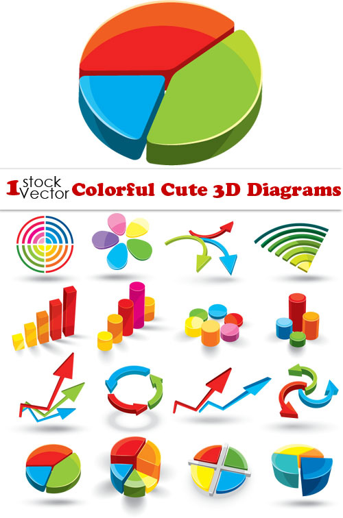 Colorful Cute 3D Diagrams Vector - Adobe Plus