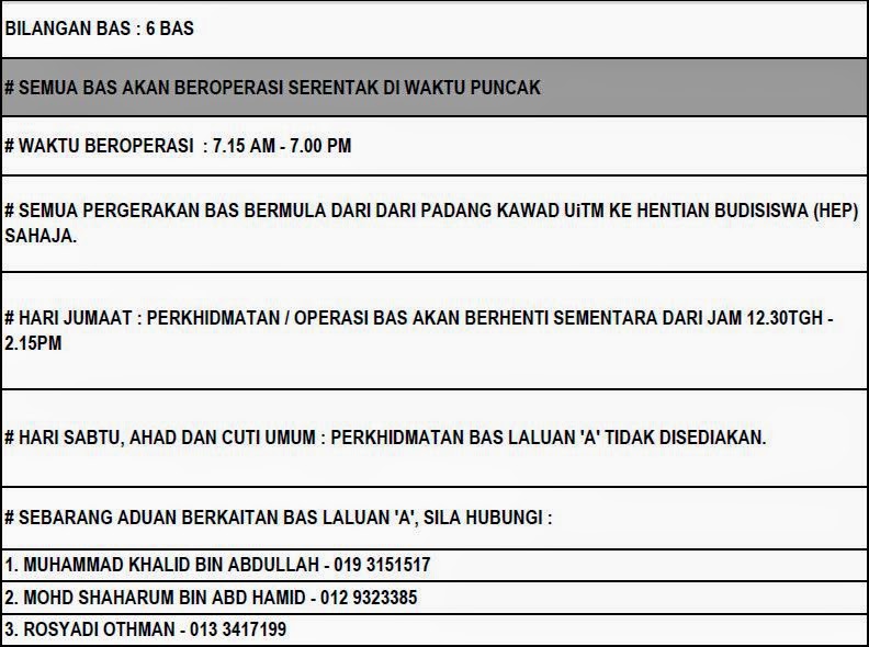 CERITA IZWAN: Masa dan Perkhidmatan Bas Shuttle di UiTM Shah Alam
