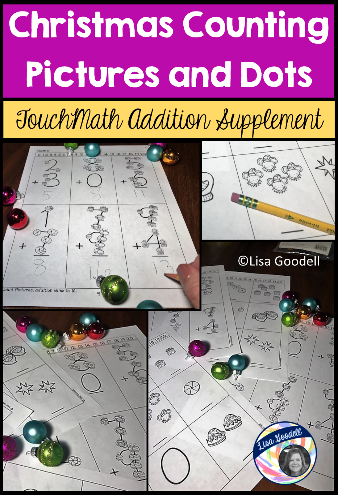 Christmas TouchMath Supplement Worksheet Packet - Lisa Goodell