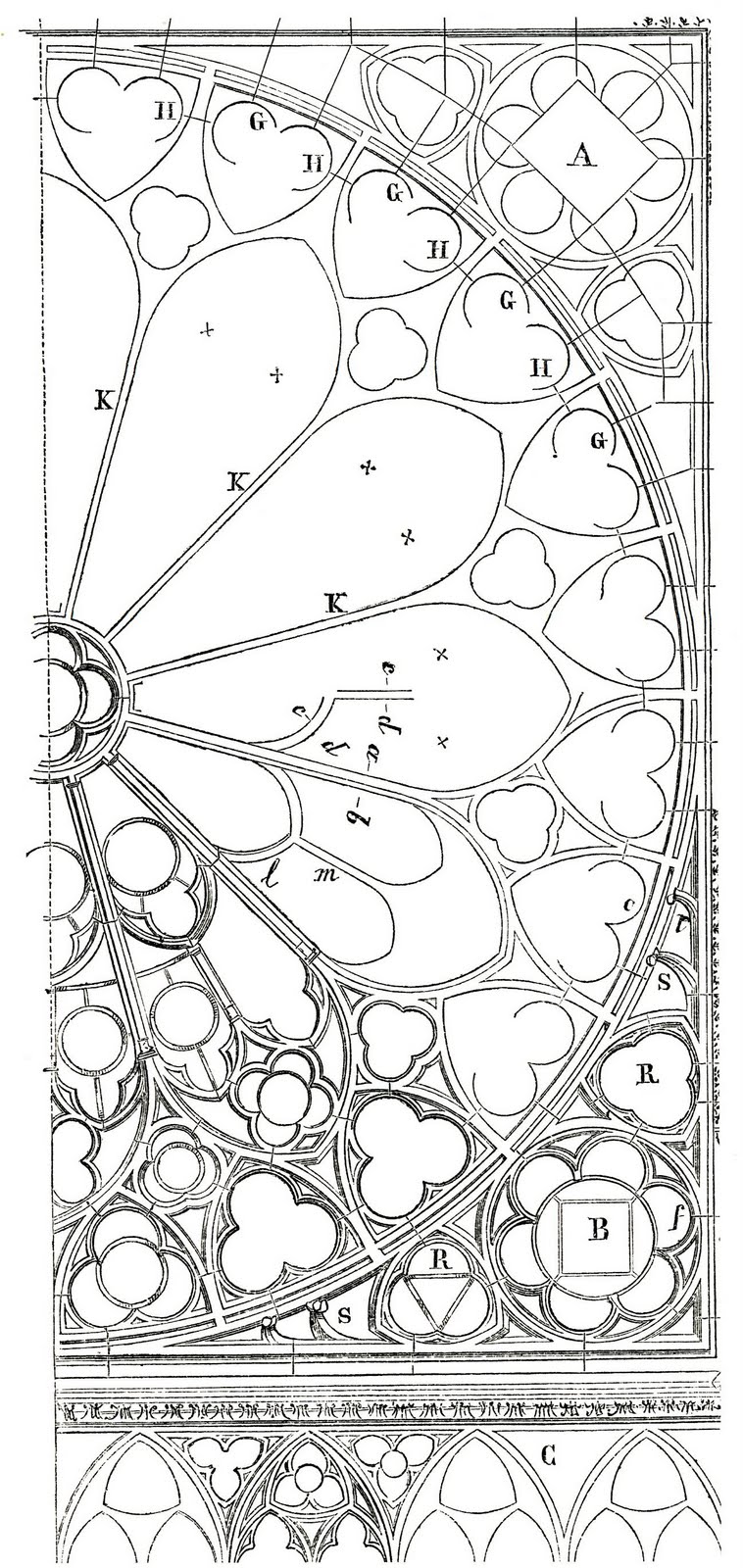 frieze tile: Rose Window drawings