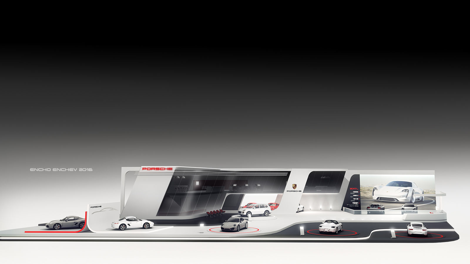 Encho Enchev CG artist and designer: Porsche stand concept for Geneva ...
