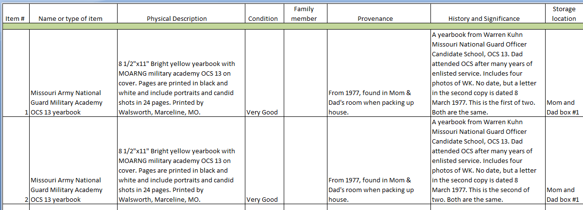 Leaves for Trees: Sorting Saturday - Artifact and Heirloom Inventory