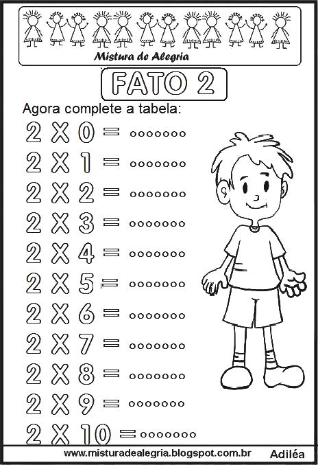 TABUADA DE MULTIPLICAÇÃO DO 2 ILUSTRADA, IMPRIMIR E COLORIR-Mistura de ...