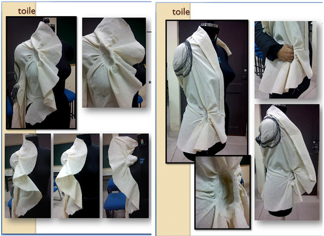 design and surface texture: fabric texture taking shape of garment elements