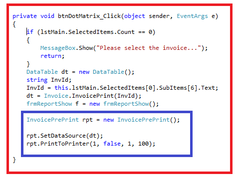 Print the Invoice in Computer Stationery using Dot Matrix Printer