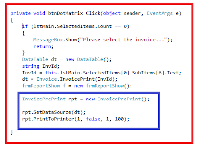 Print the Invoice in Computer Stationery using Dot Matrix Printer