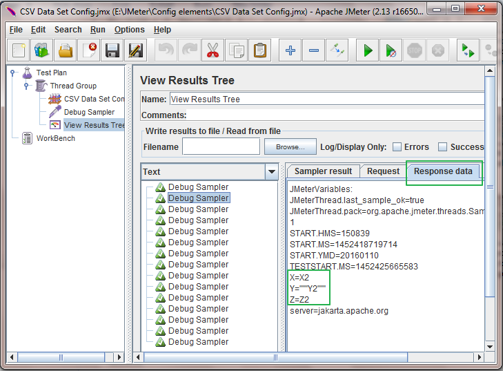 Jmeter Csv Data Set Config Usage