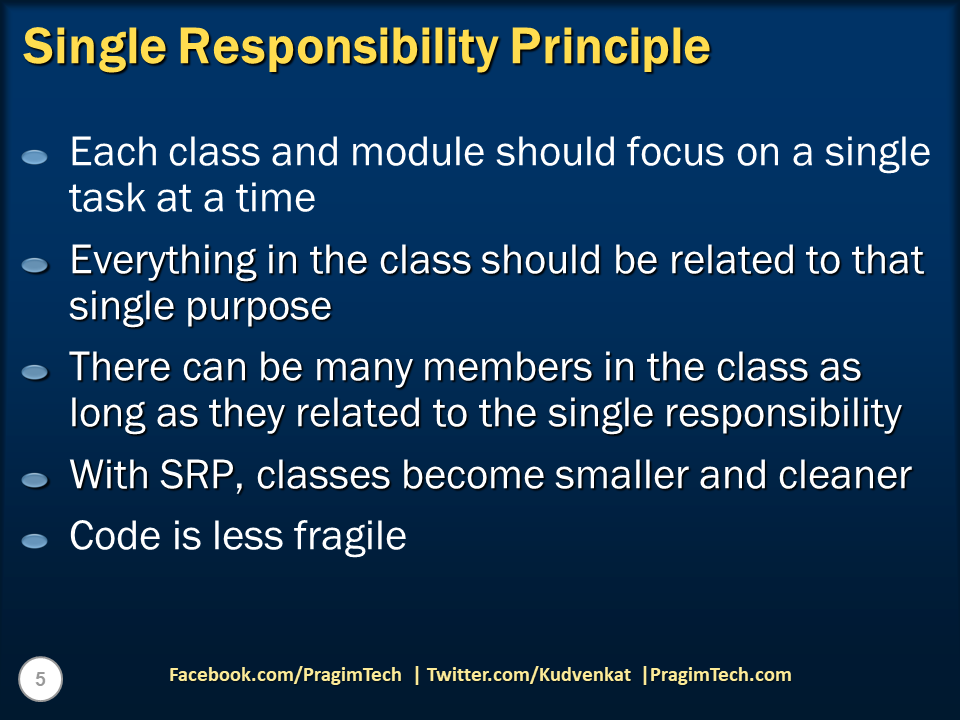 Sql server, .net and c# video tutorial: Single Responsibility Principle ...