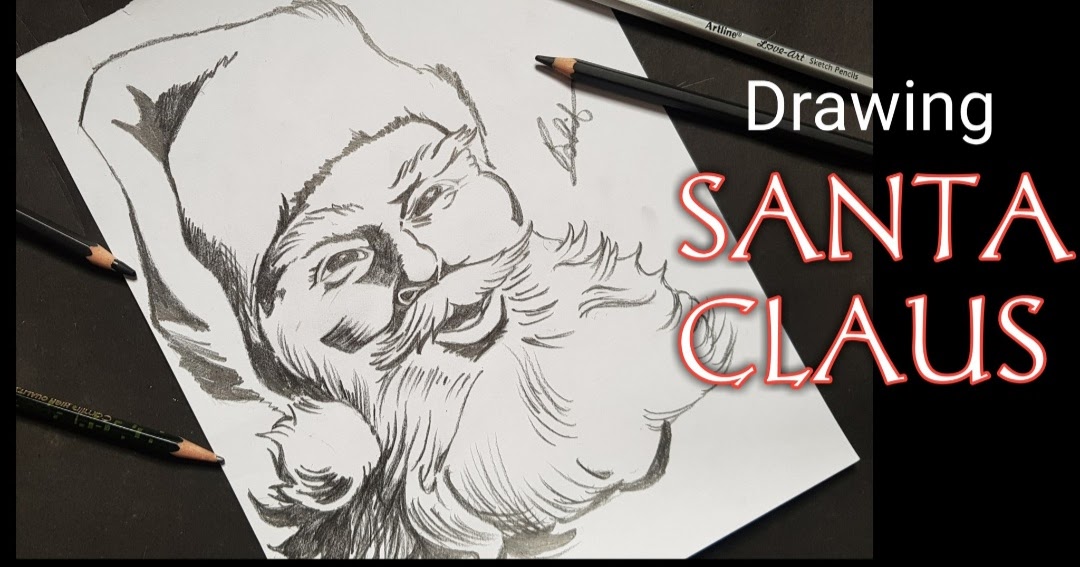 How to draw SANTA CLAUS with pencils on paper - step by step tutorial ...