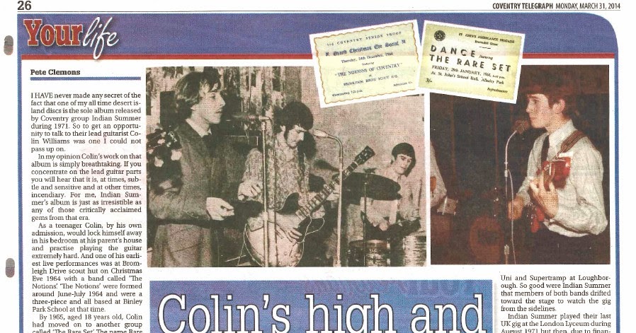 Coventry Music Articles by Pete Clemons: Colin Williams - Indian Summer