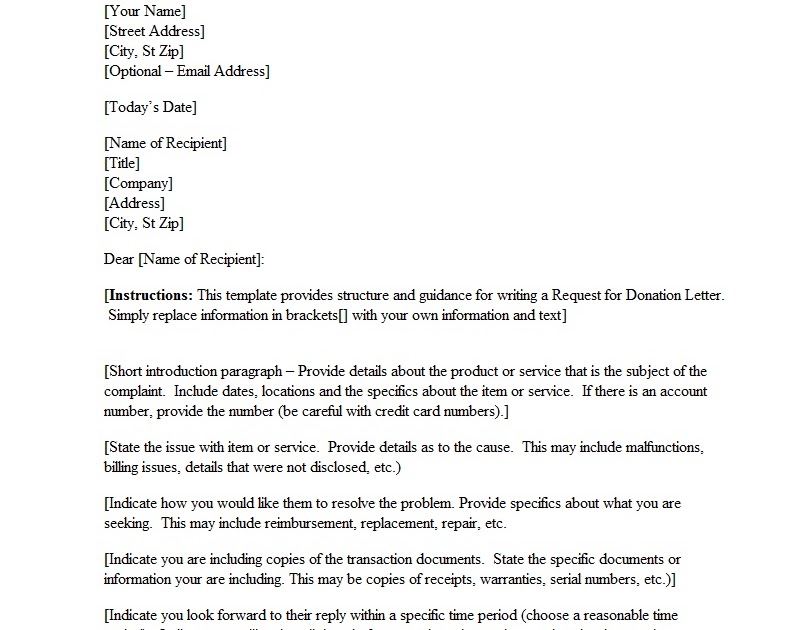 Service Complaint Letter Template Sample