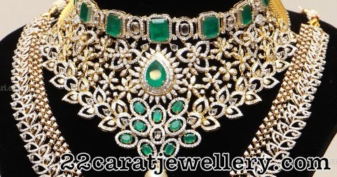 Astonishing Diamond Emerald Sets - Jewellery Designs