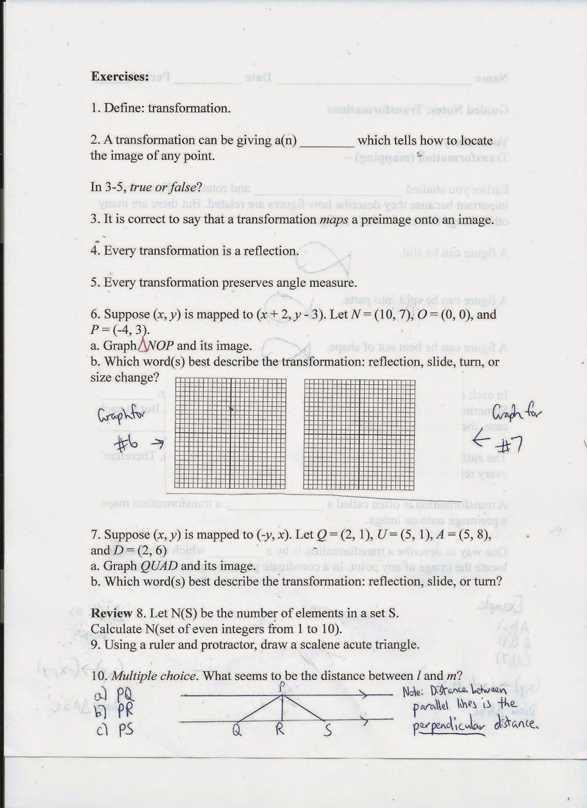 Geometry, Common Core Style: Lesson 6-1: Transformations (Day 61)