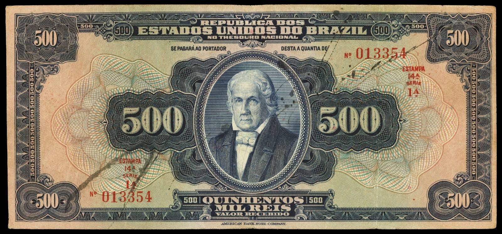 Brazil 500 Mil Reis banknote 1925|World Banknotes & Coins Pictures ...