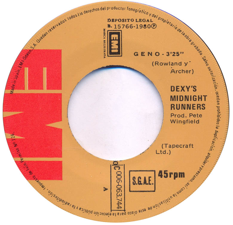 SPANISH BOMBS: Dexys midnight runners -Geno 7" 1980