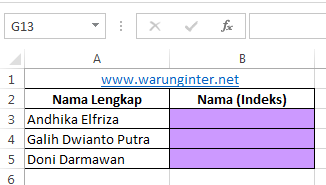 Merapikan Nama Berdasarkan Indeks pada Microsoft Excel - Warung Internet