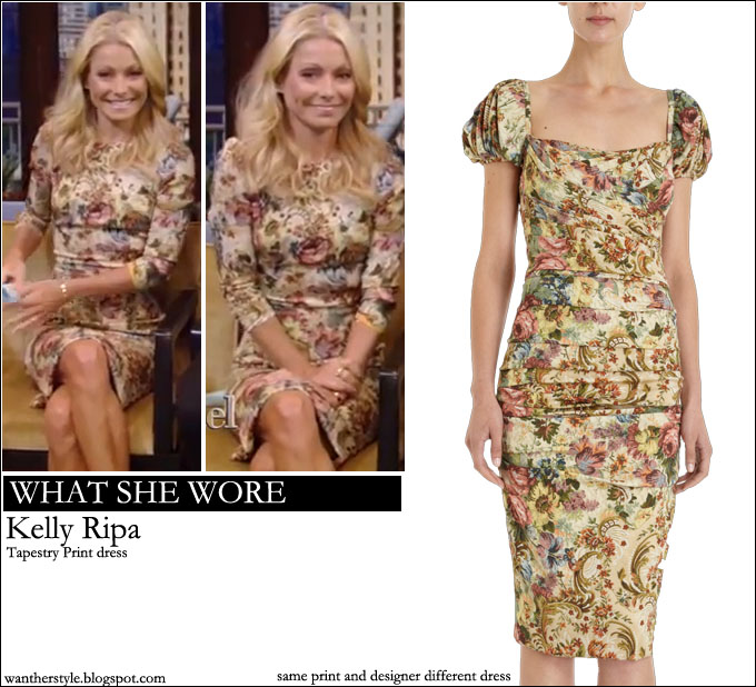 WHAT SHE WORE: Kelly Ripa in floral tapestry print Dolce & Gabbana ...
