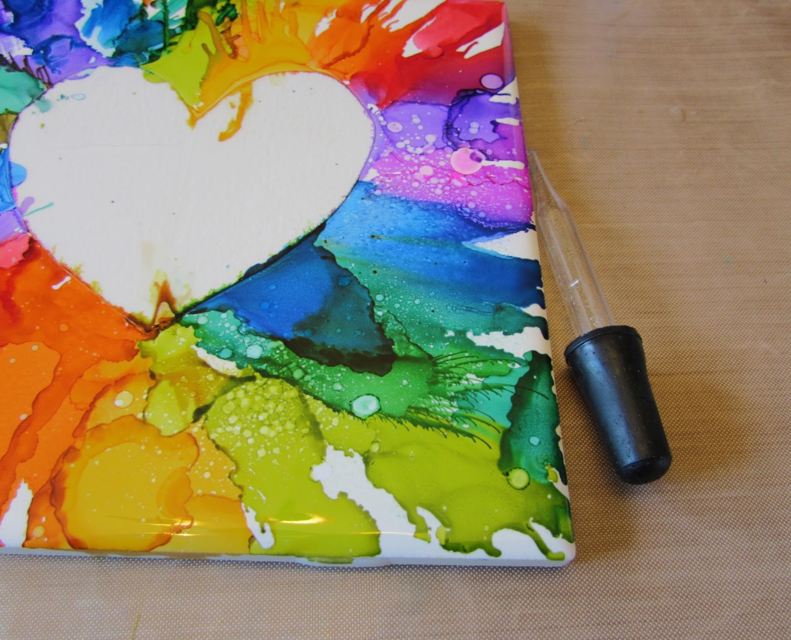 Splatter Resist Alcohol Ink Tile