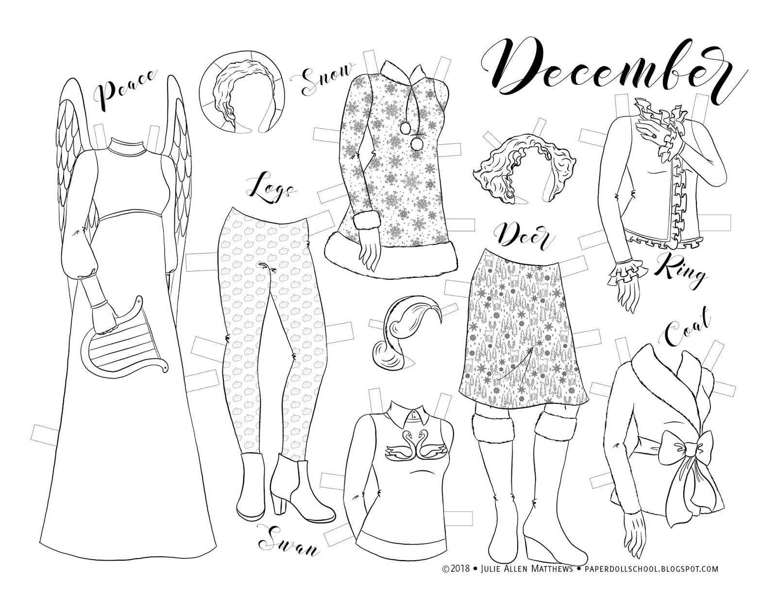 Paper Doll School: December Paper Doll - Set 5