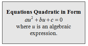 OpenAlgebra.com: Free Algebra Study Guide & Video Tutorials: Solving Equations Quadratic in Form