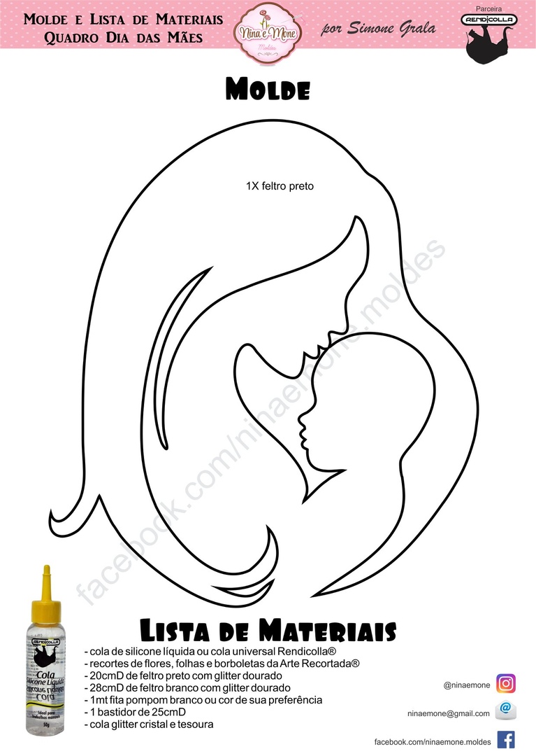 Bastidor de Dia das Mãe de Feltro com Molde - Ideias Criativas