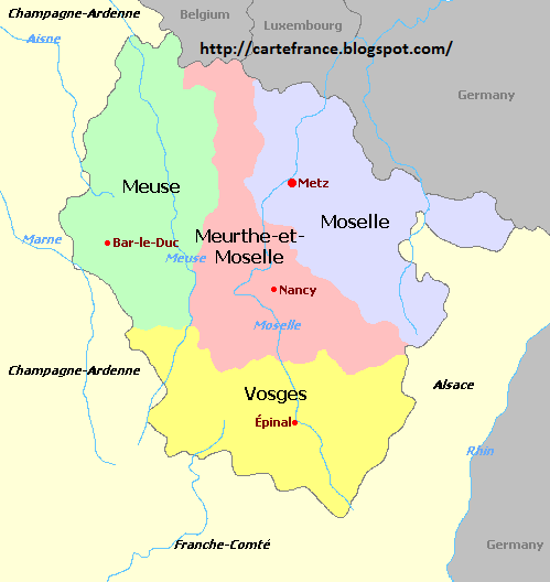 Carte Lorraine Departement - Carte France Département Région