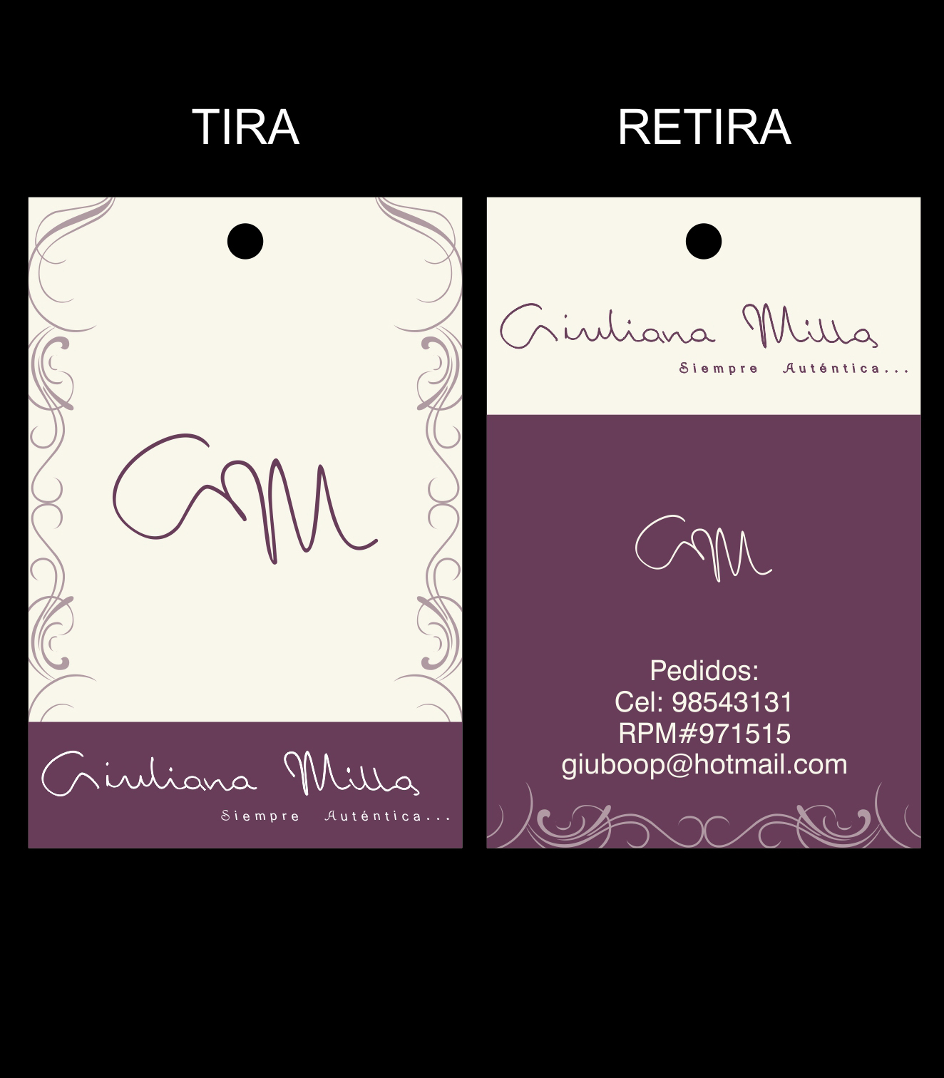 Diseños de HANG TAG para ropa de dama - Giuliana Milla