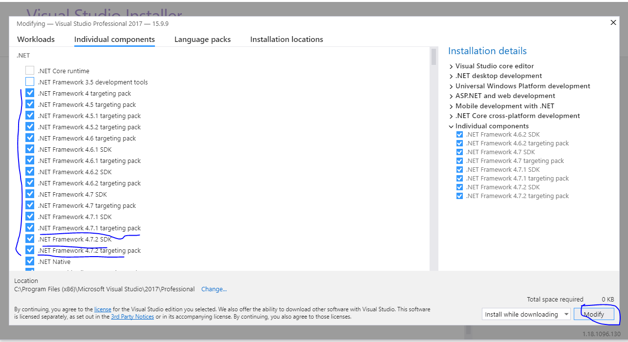 Pramod Raising: .NET Framework 4.7.1 or a later update is already ...