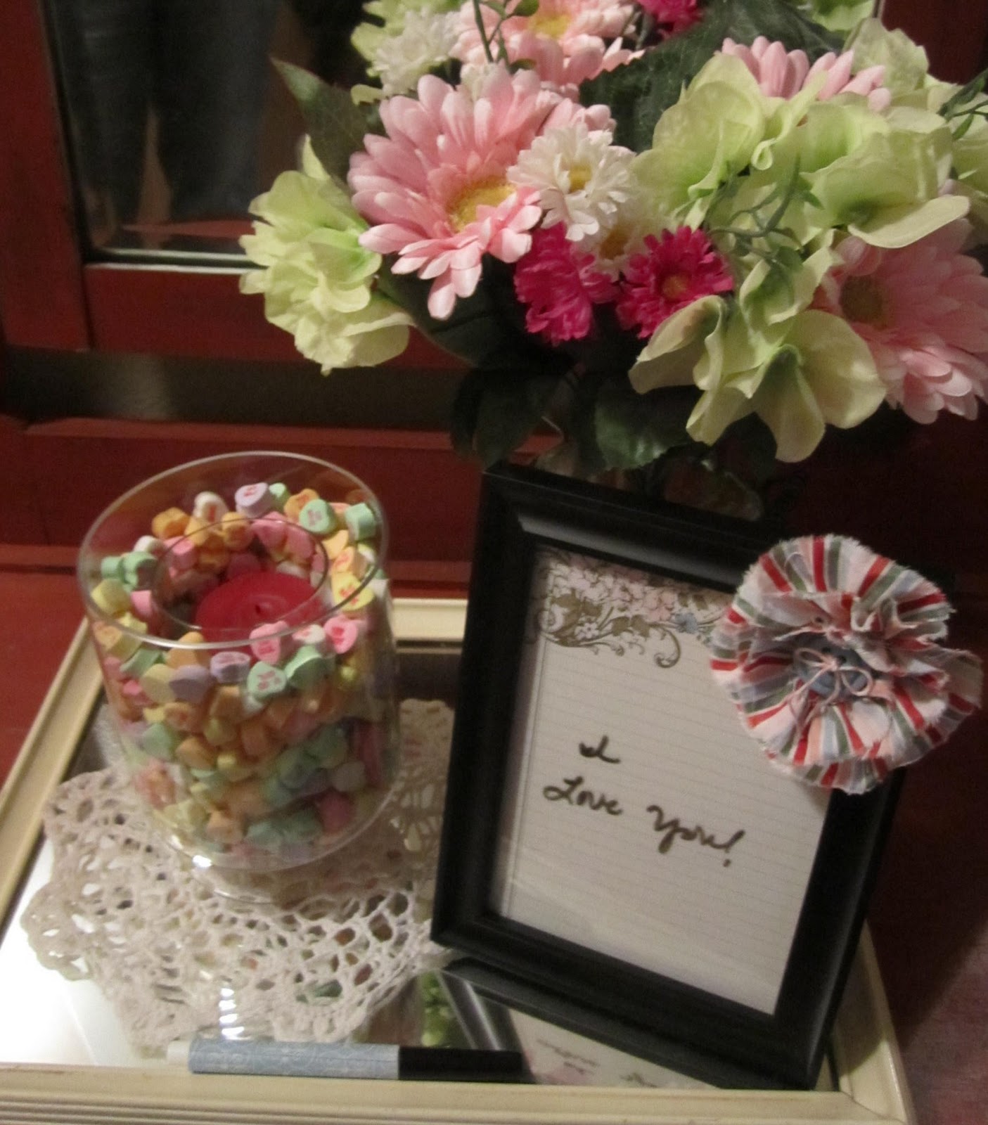Goin' Over The Edge: Dry erase photo frame and candy heart votive