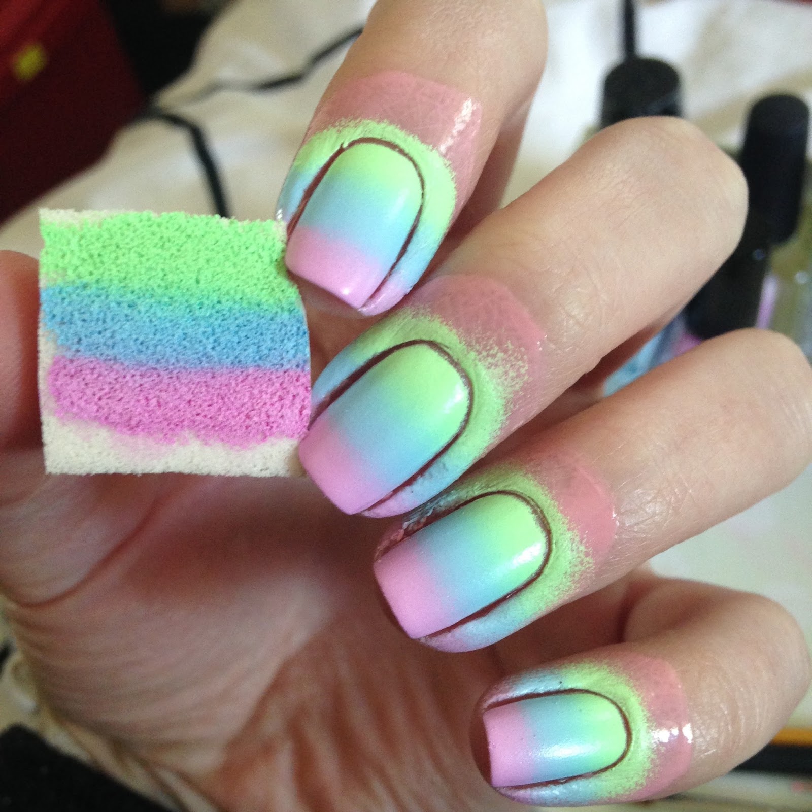 Elaine Nails: Pastel Neon Mermaid Scale Nail Art