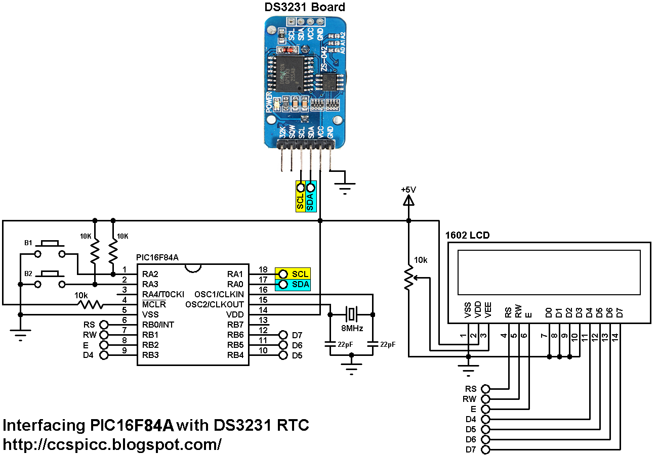 Interfacing PIC16F84 with DS3231 RTC