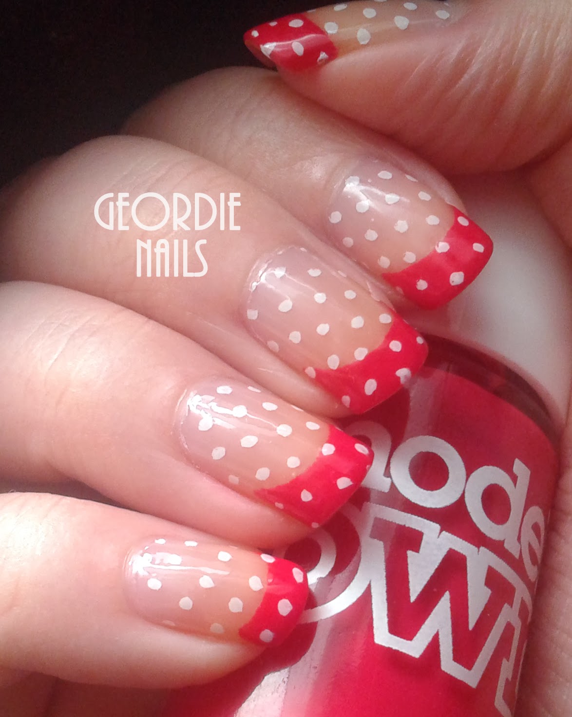 Geordie Nails Red Polka Dot French geordie-nails-red-polka-dot-french