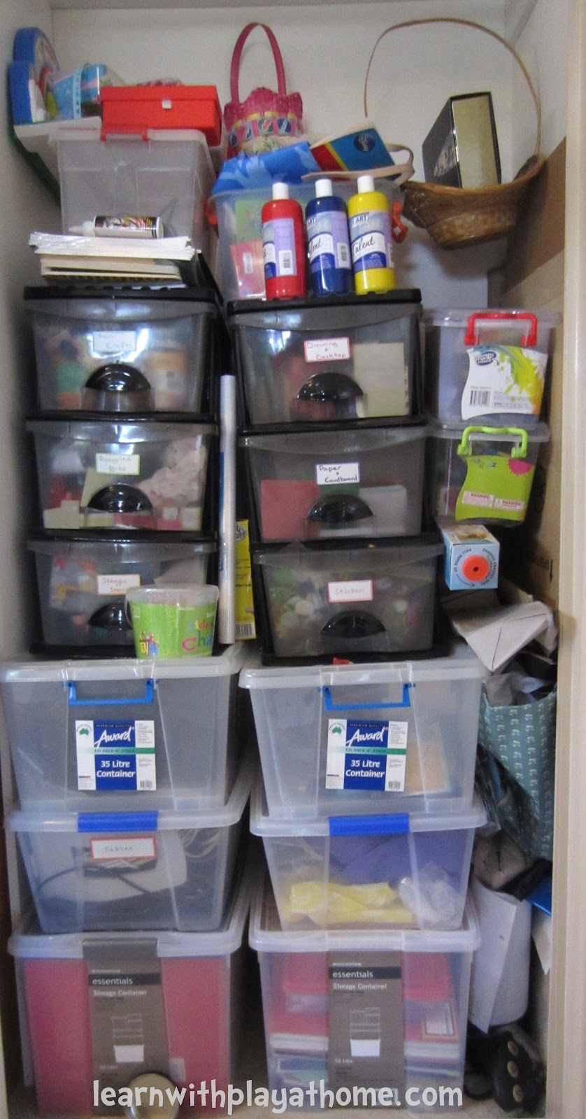 Learn with Play at Home: Organisation Ideas for an Art/Craft Cupboard