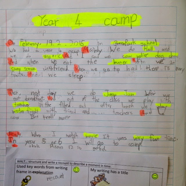 Room 16 2015: Recount writing
