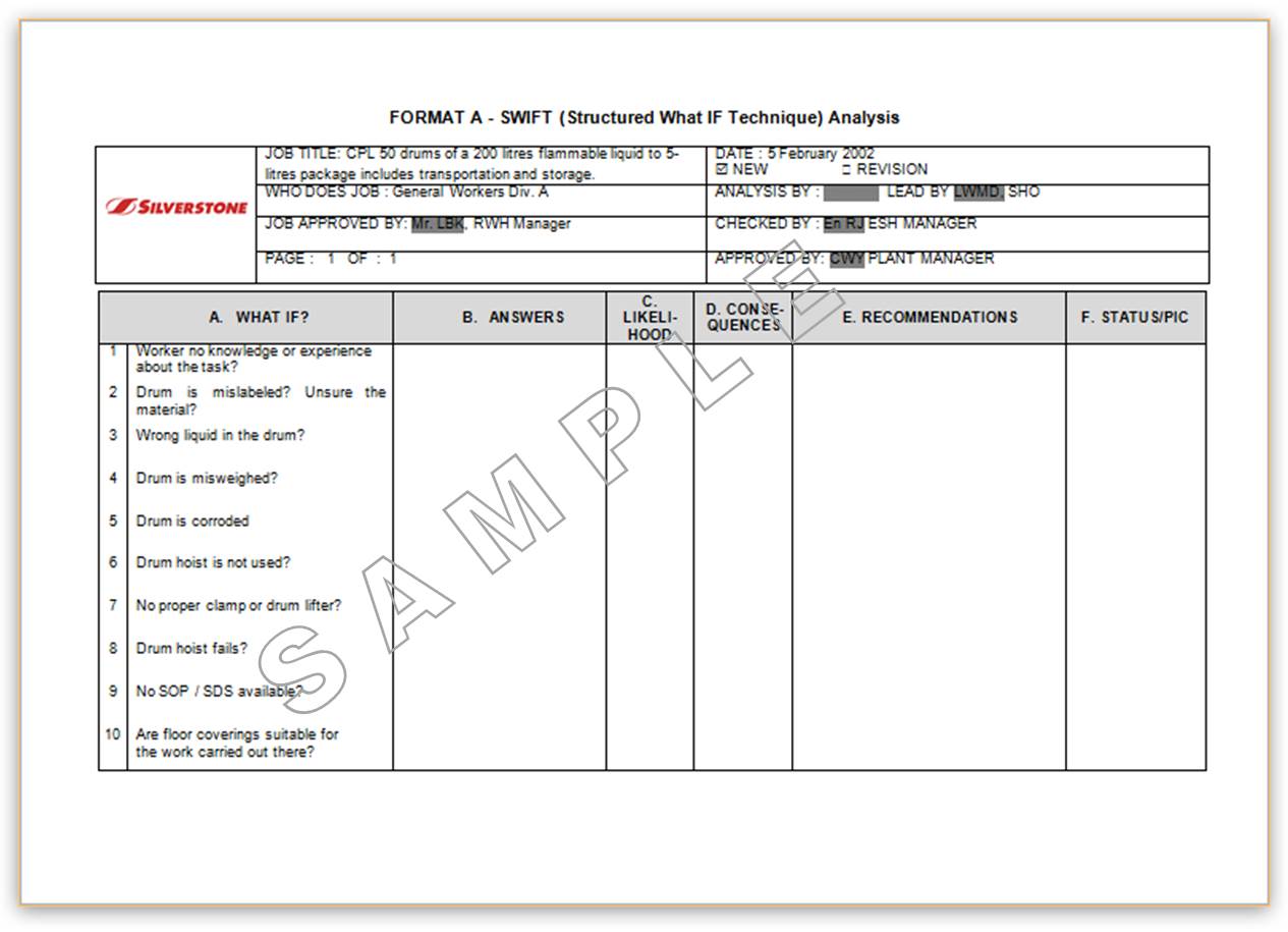OSH The Journey: SWIFT (Structured What--If Technique) alternative to HAZOP