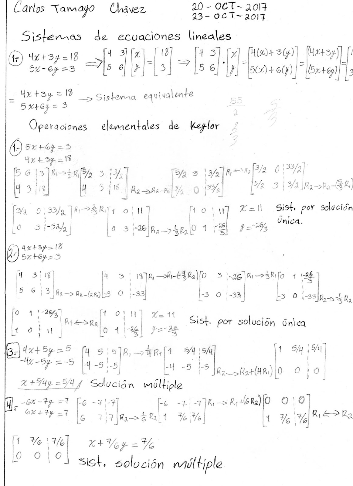 Curso Algebra Lineal ITTG: Sistemas de ecuaciones lineales ...