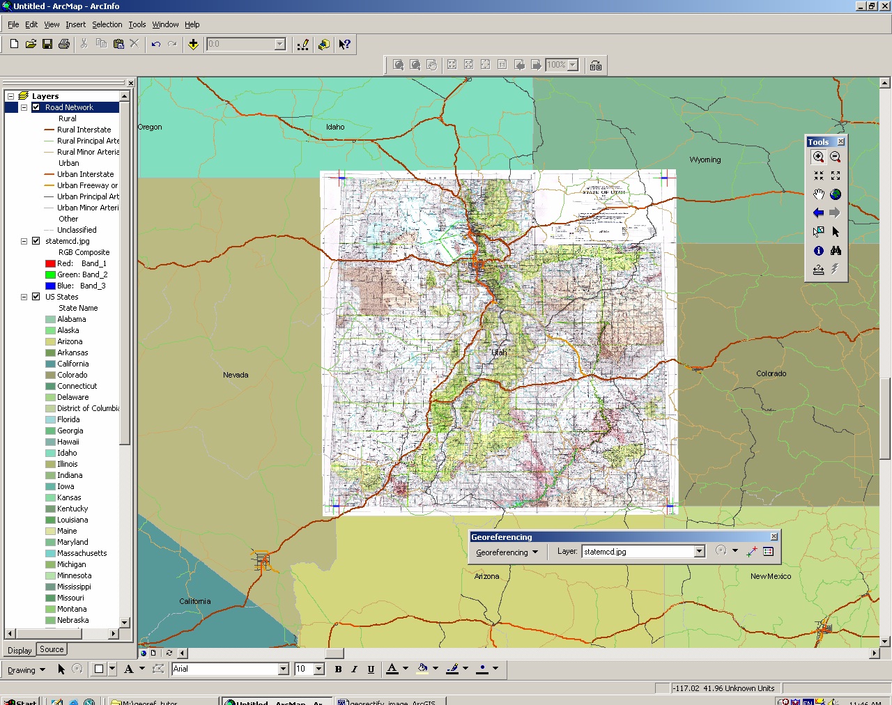 Geomatics Tools Georeferencing An Image Using Arcgis