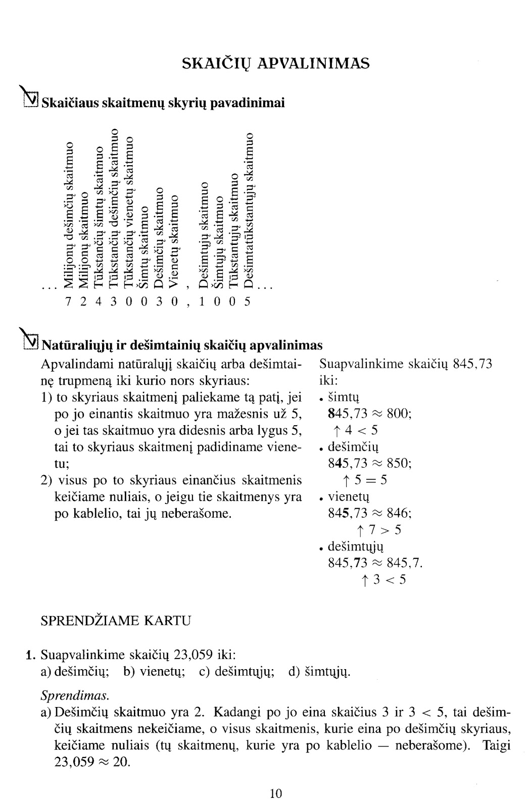 Dešimtokams: Skaičių apvalinimas