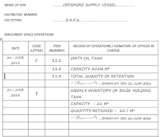 MARINE ENGINEERING: OIL RECORD BOOK ENTRIES ON OFFSHORE VESSELS